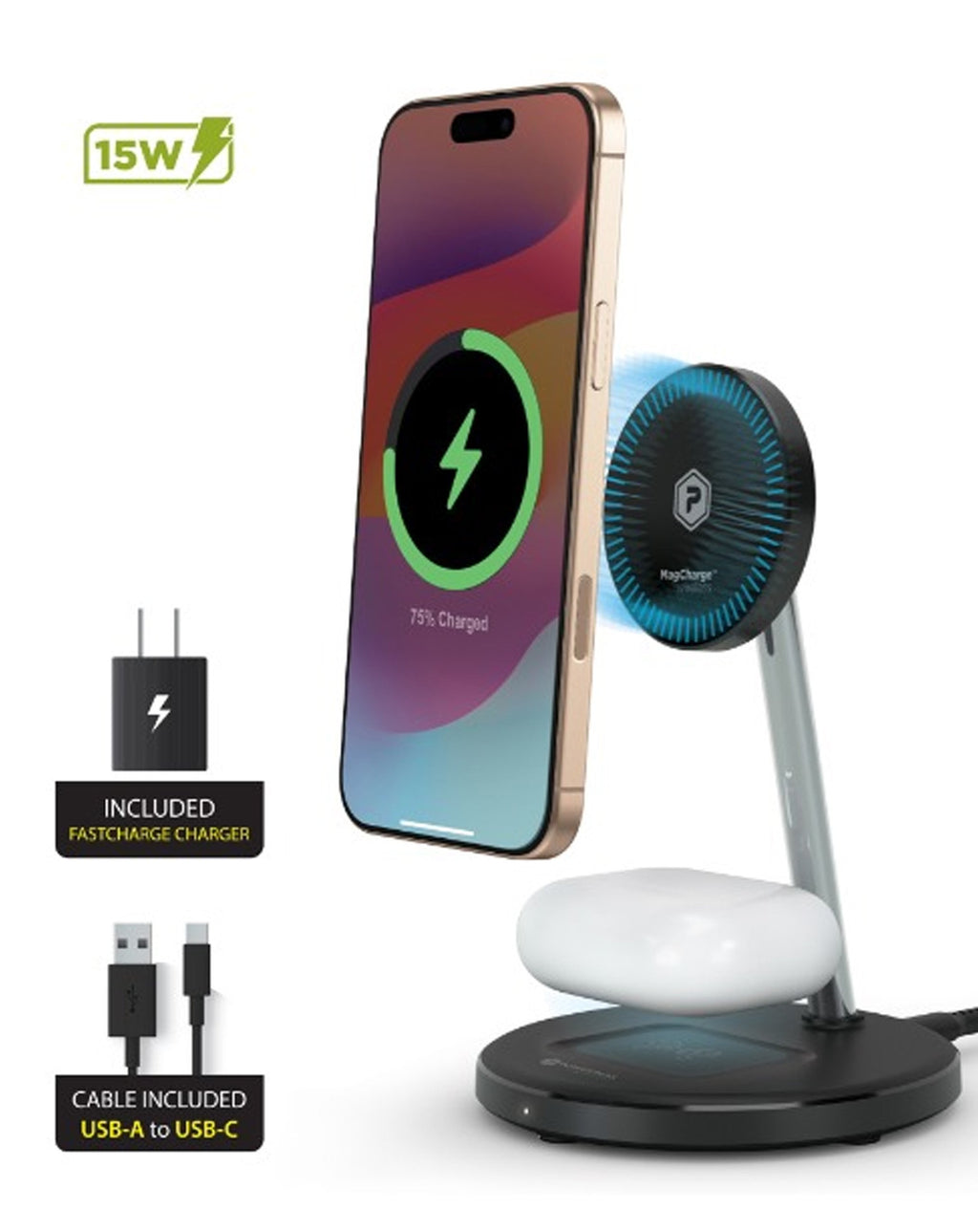 Estacion de carga inalambrica 2 en 1 PowerPeak (15W) – Celovendo ...