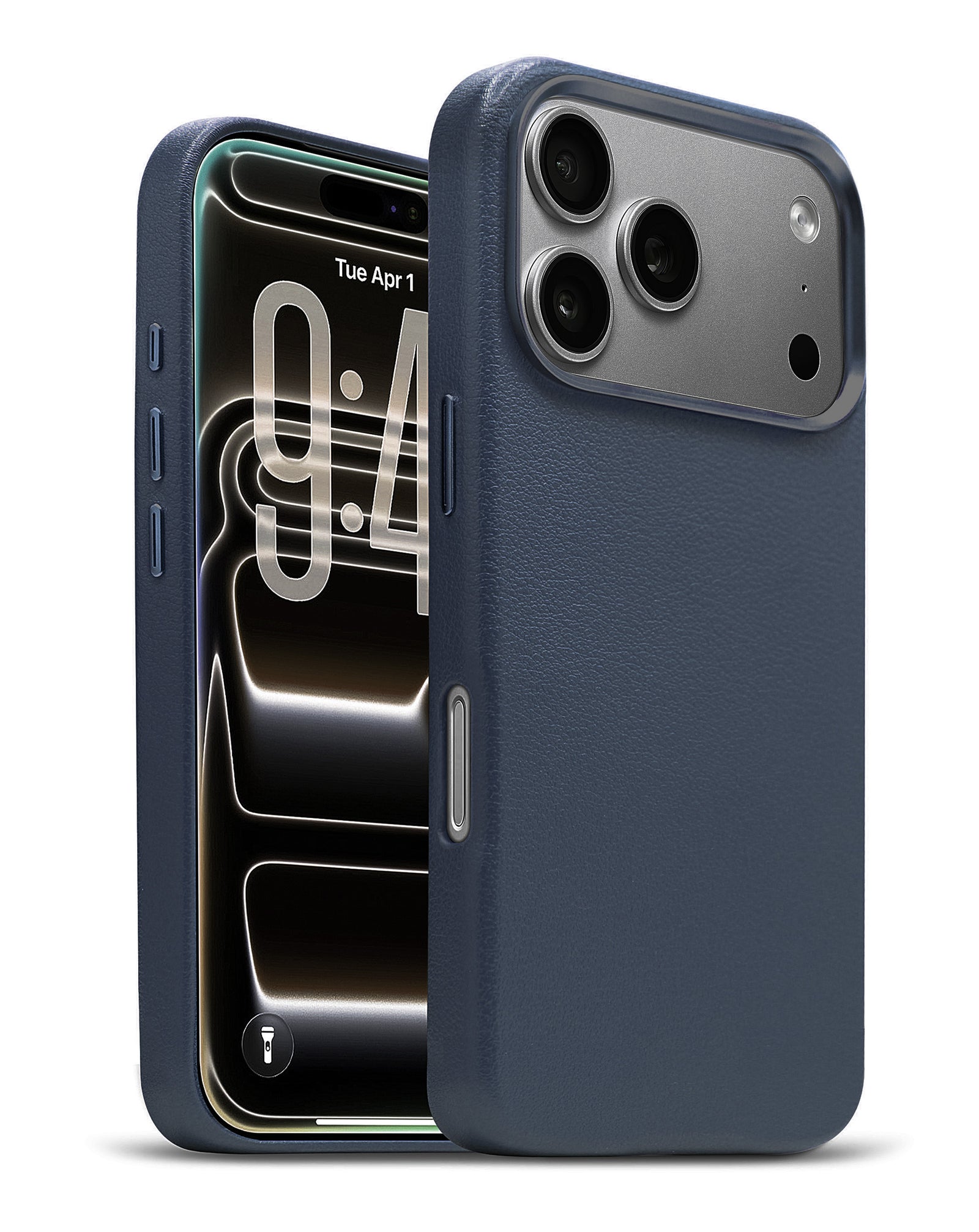 Case de cuero con cargador inalambrico iPhone 17 Pro (NAVY BLUE ...