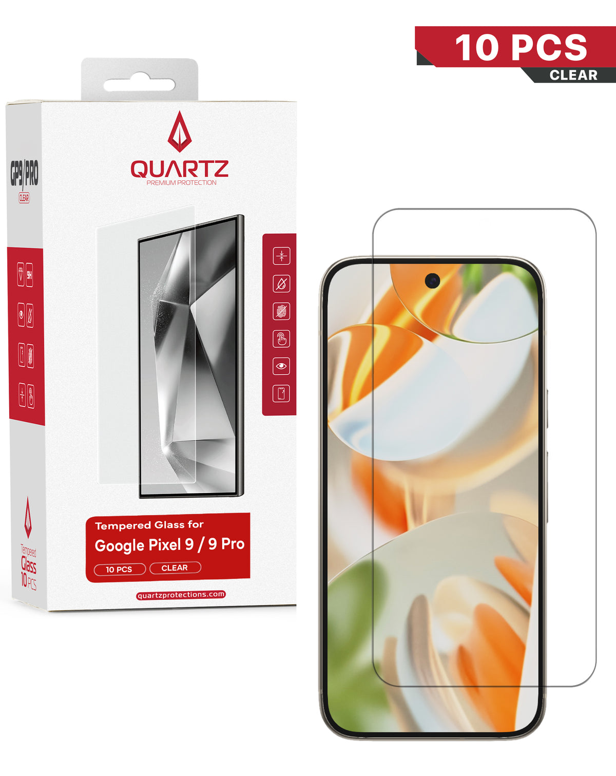 Tapa trasera quartz clara templada Google Pixel 9 / Pixel 9 Pro (Pack ...