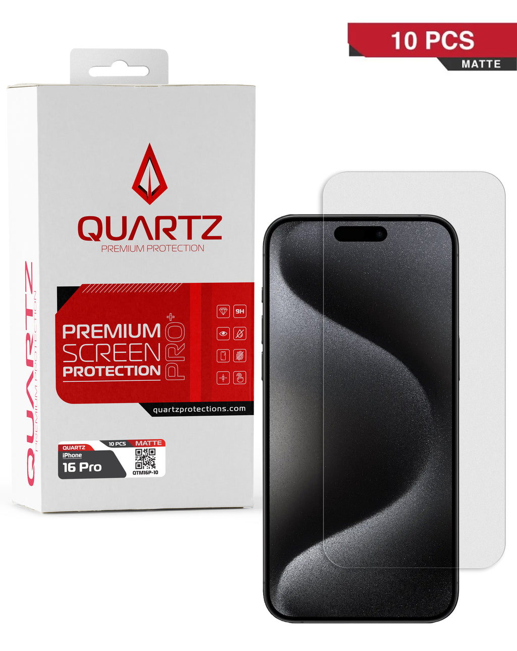 Vidrio templado mate iPhone 16 Pro QUARTZ (Pack of 10) – Celovendo ...
