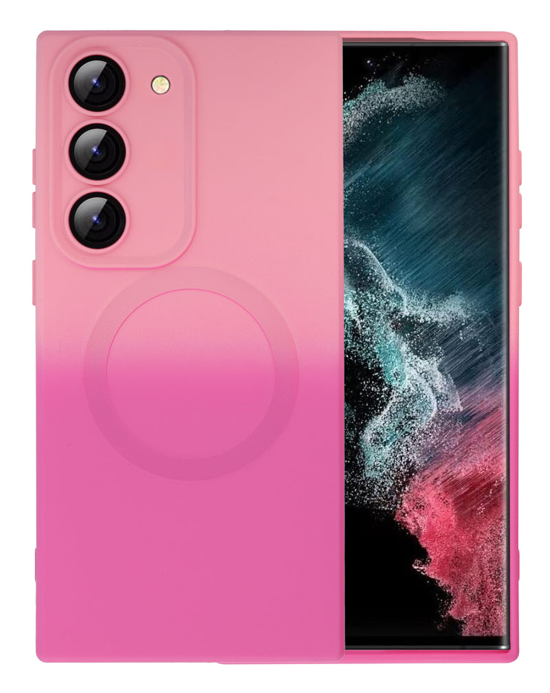 Case Samsung Galaxy S23 dual color cuadrado con carga inalambrica PINK ...