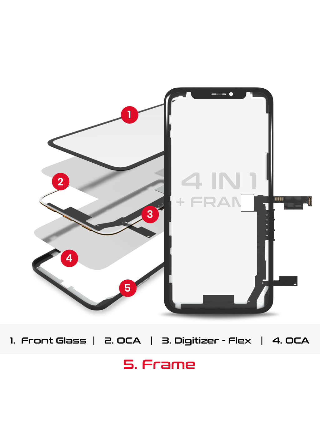 Glass con OCA -Touch y marco para iPhone XS Max - Marca OCA Master ...