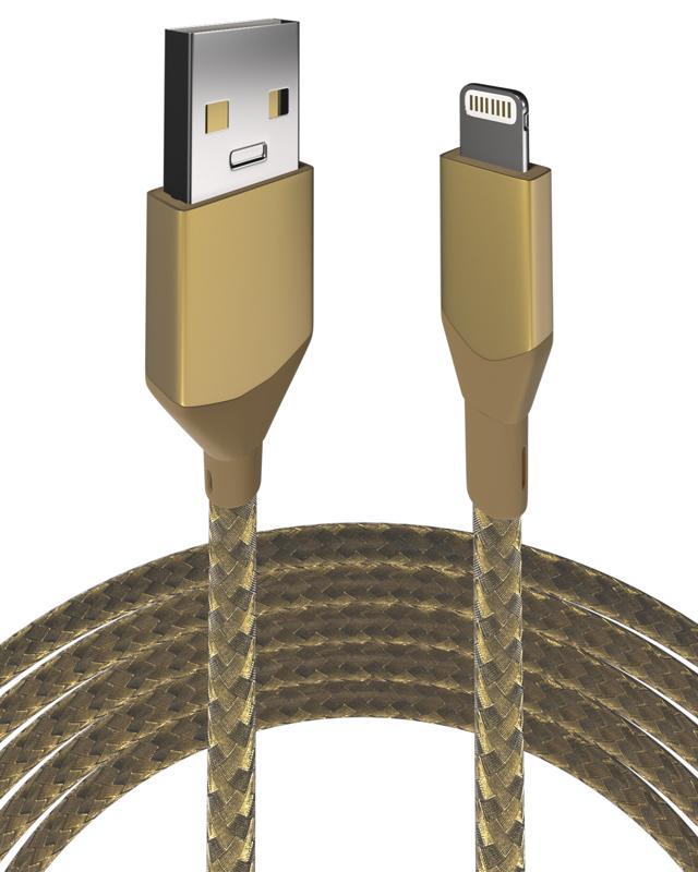 Cable USB Tipo A a Lightning de 3 ft AmpSentrix Infinity Dorado ...