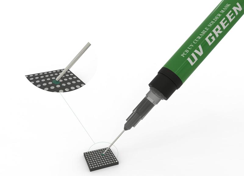 Mascara de Soldadura UV Verde Curable para PCB con 3 agujas super fina ...